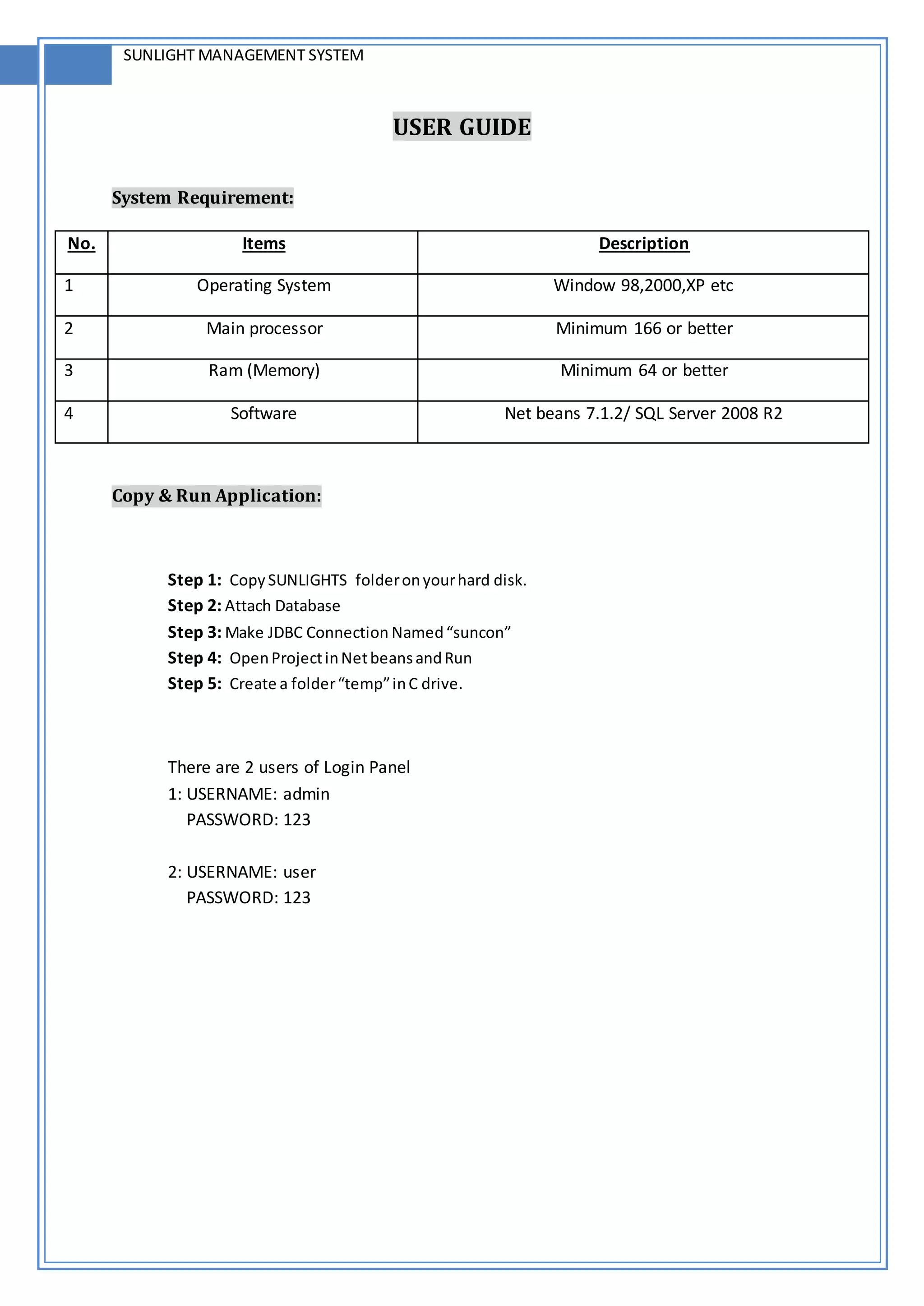 Sunlight documentation | DOCX