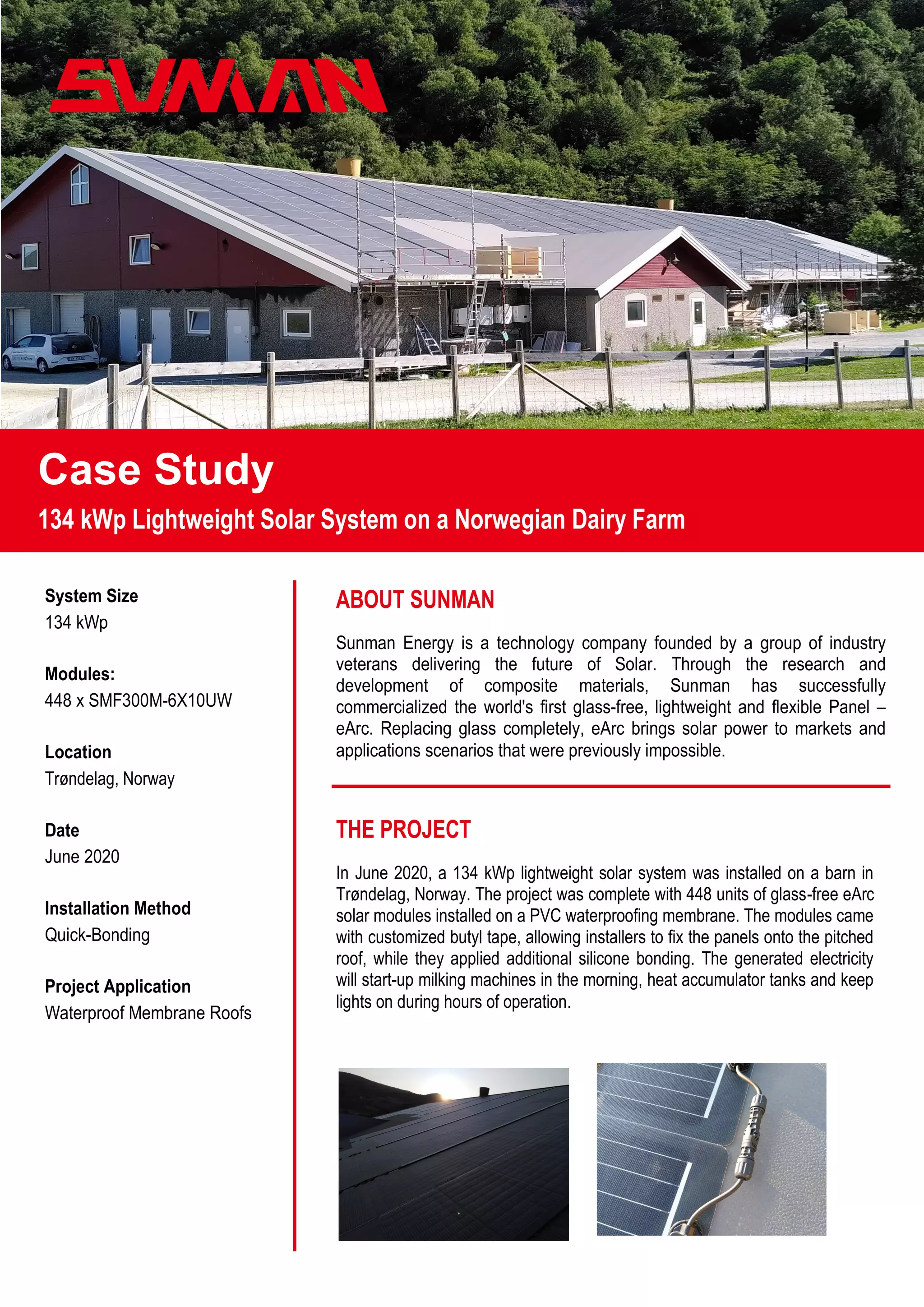 Sunman Energy Lightweight Solar Case Study - Norwegian Dairy Farm | PDF
