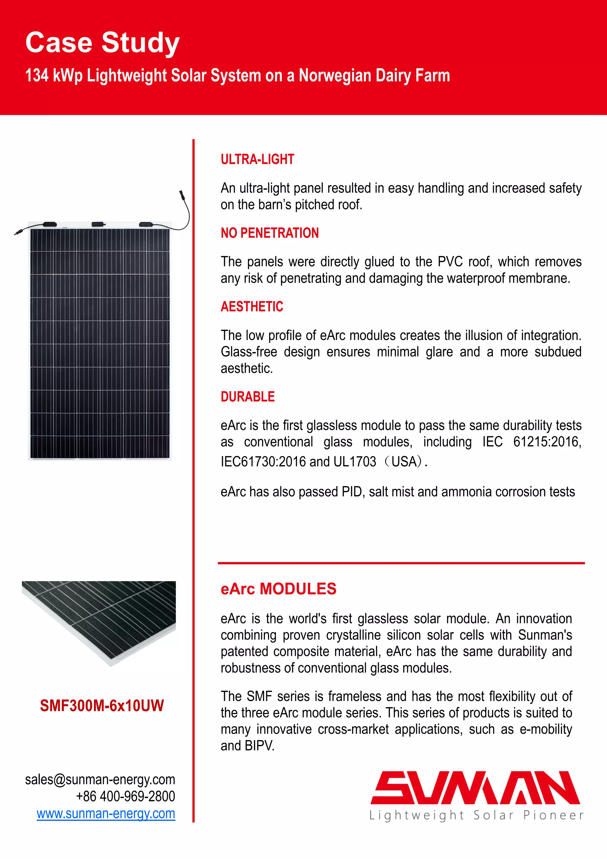 Sunman Energy Lightweight Solar Case Study - Norwegian Dairy Farm | PDF