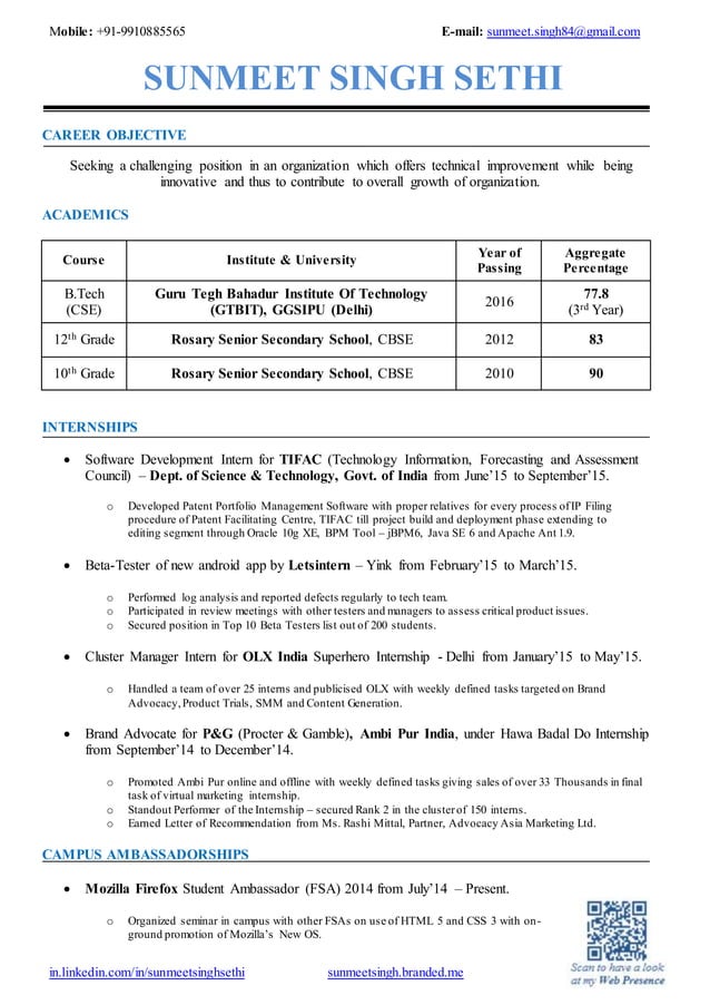Sunmeet Singh Sethi - CV | DOCX | Computer Software and Applications | Computing