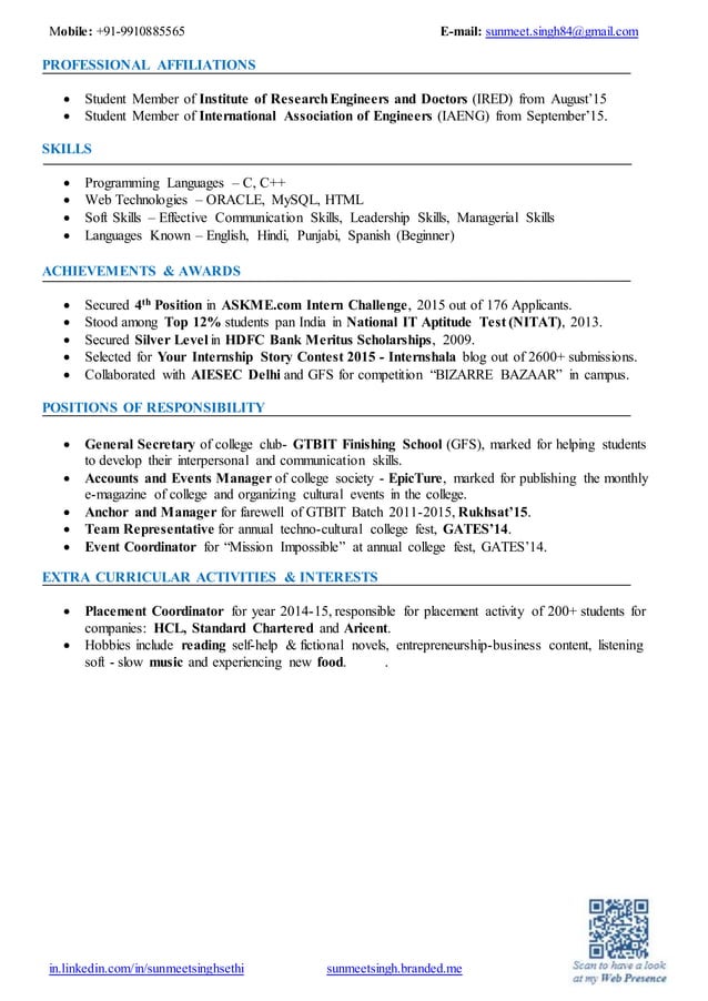 Sunmeet Singh Sethi - CV | DOCX | Computer Software and Applications | Computing