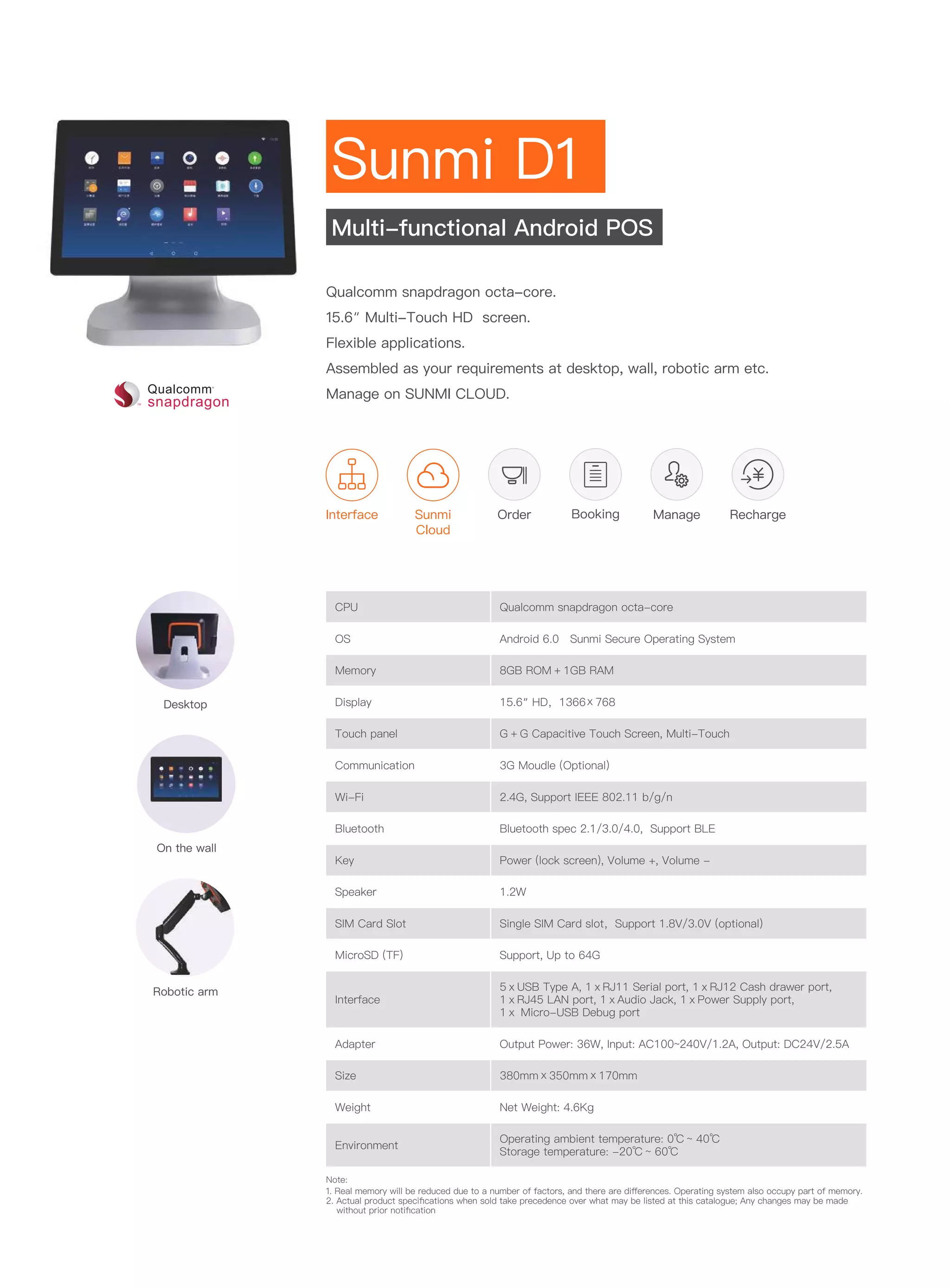 Point of Sale: Sunmi d1 | PDF