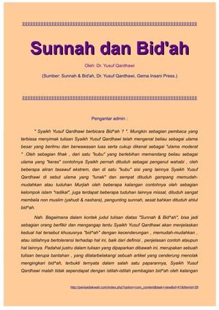 Sunnah Bidah Yusuf Qardhawi | PDF