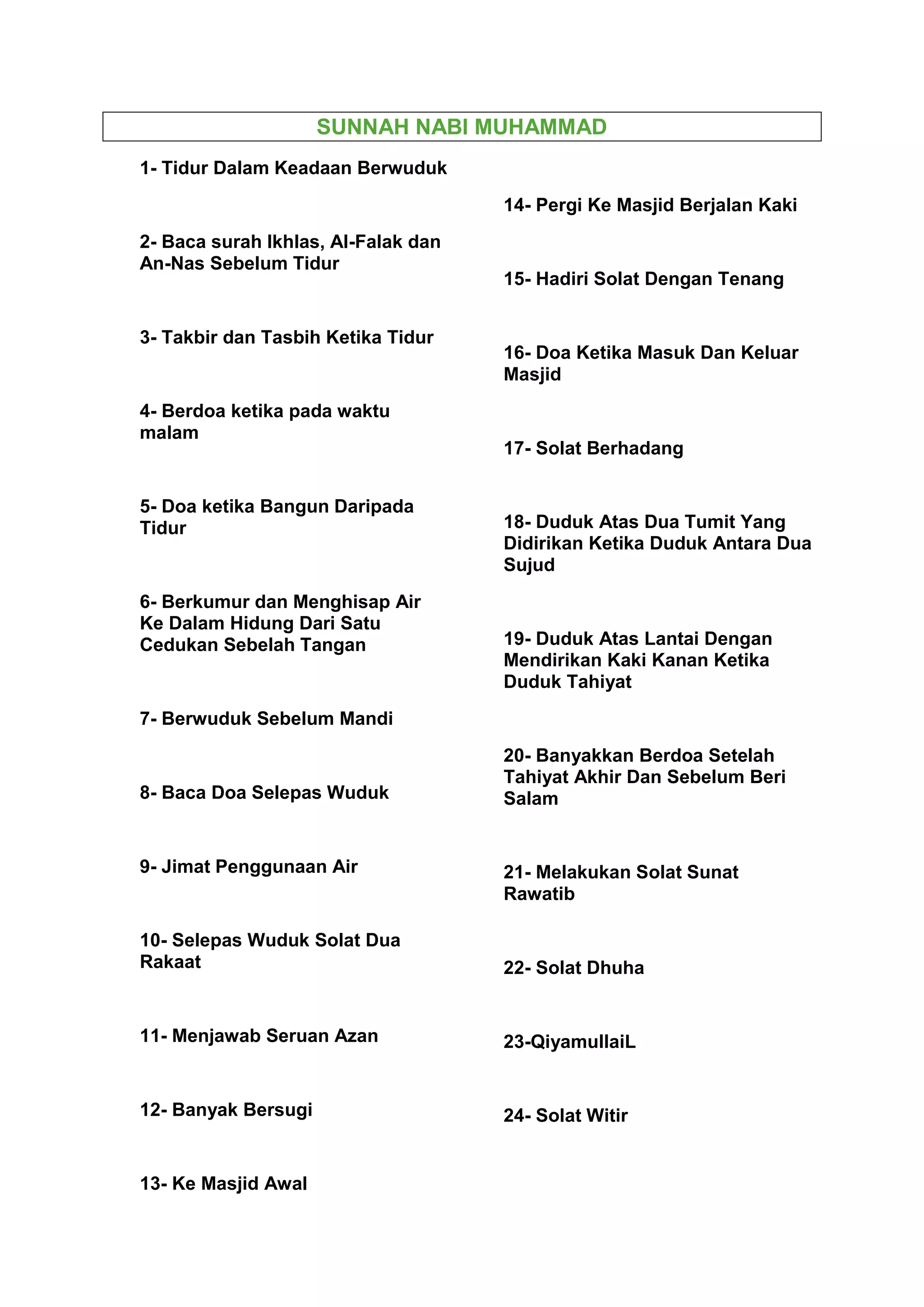 Sunnah nabi muhammad | DOCX