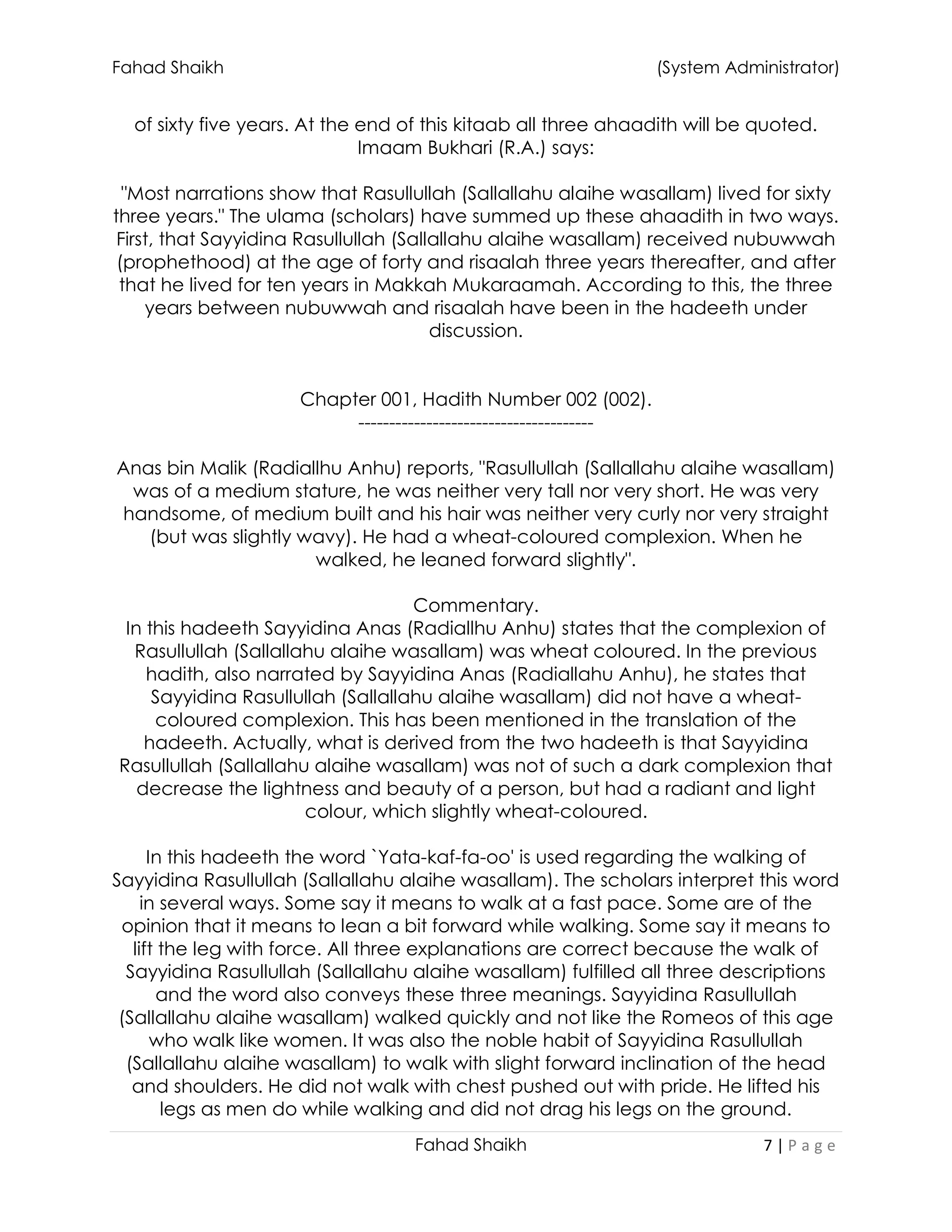 Sunnahs of Prophet Mohammed SAW | DOCX