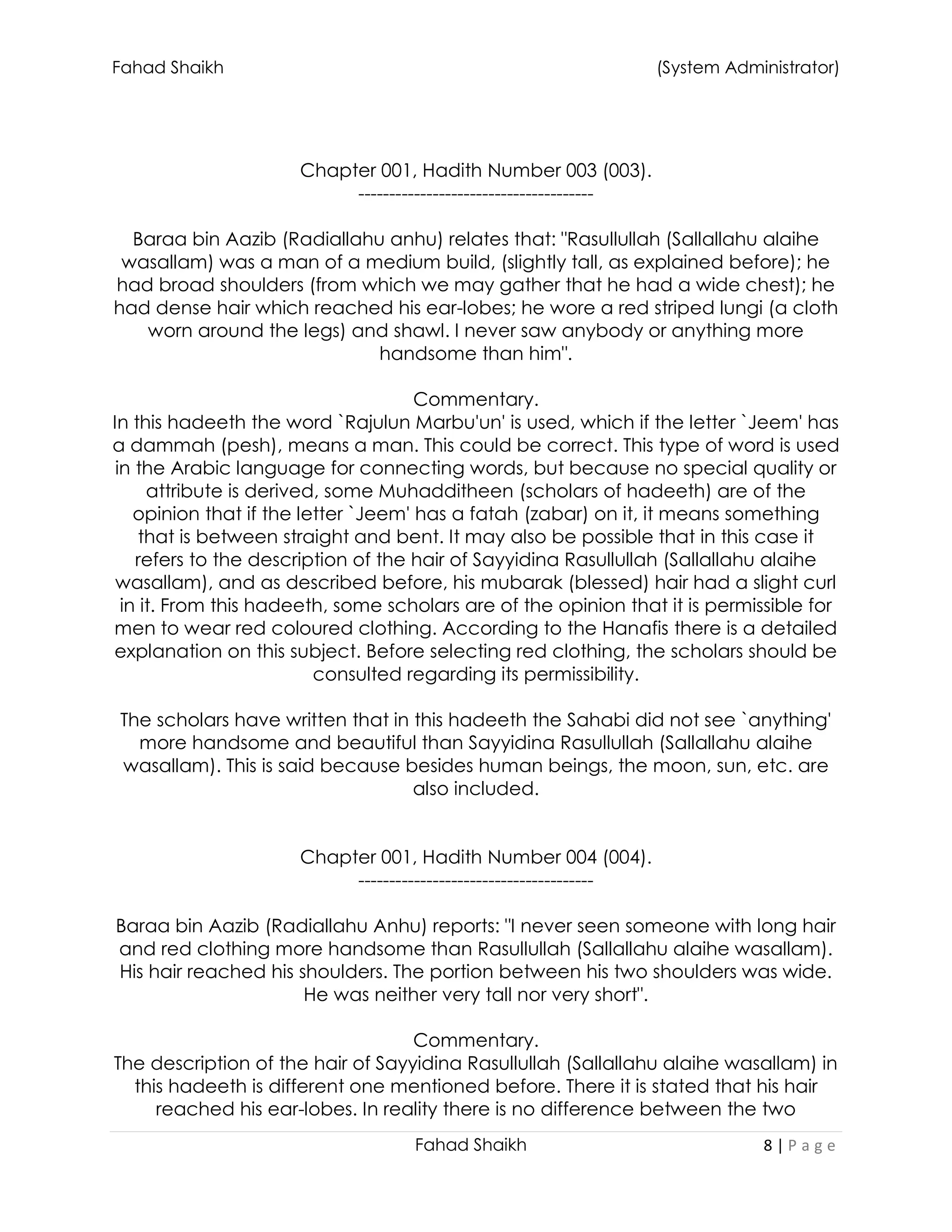 Sunnahs of Prophet Mohammed SAW | DOCX