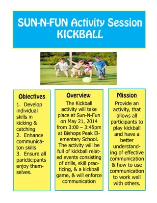 Youth Kickball Program Plan | PDF | Baseball | Sports