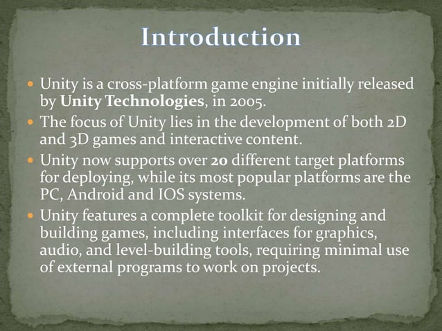 unity gaming programing basics for students ppt | PPT