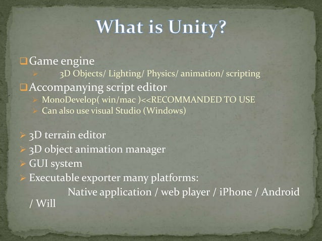 unity gaming programing basics for students ppt | PPT