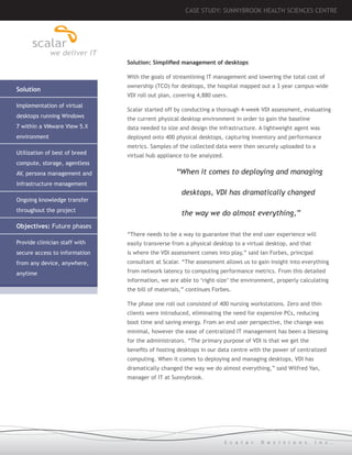 Scalar Decisions Sunnybrook Health Sciences VDI Case Study | PDF