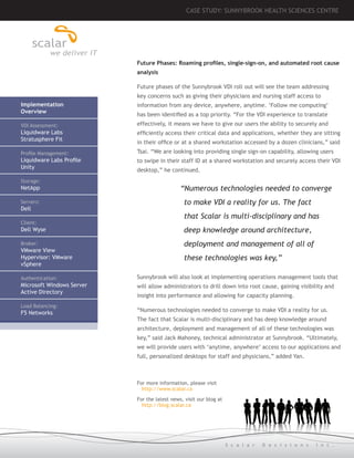 Scalar Decisions Sunnybrook Health Sciences VDI Case Study | PDF