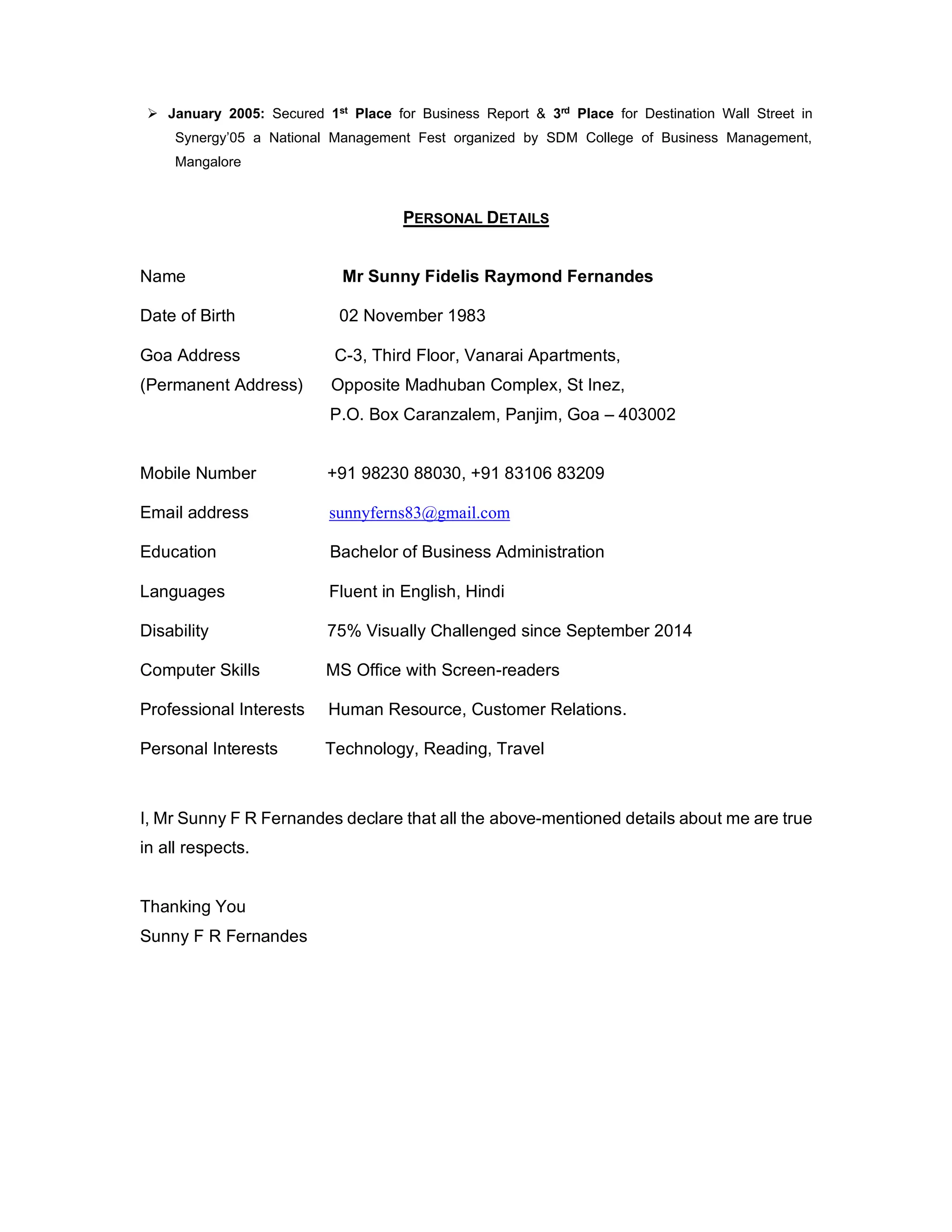 Sunny resume april 2021 | PDF