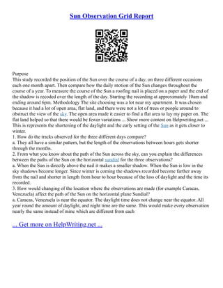 Sun Observation Grid Report | PDF