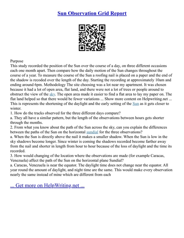 Sun Observation Grid Report | PDF | Weather | Science