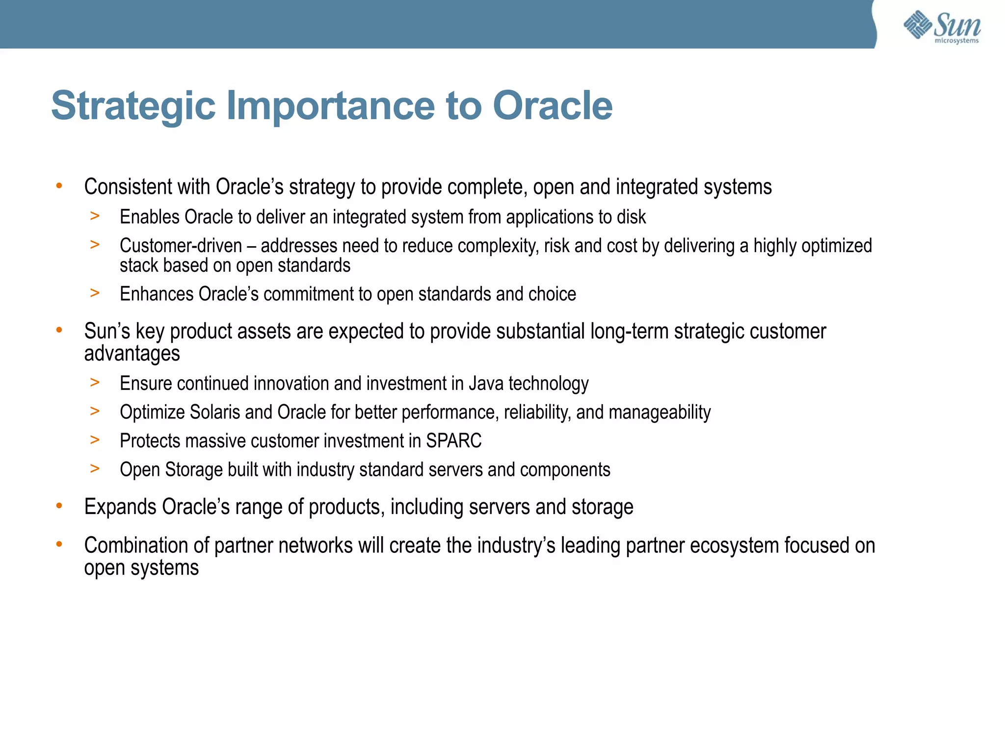 Sun Oracle Presentation | PDF