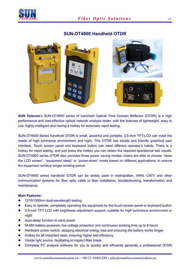 Sun Ot4900 Otdr Datesheet | PDF