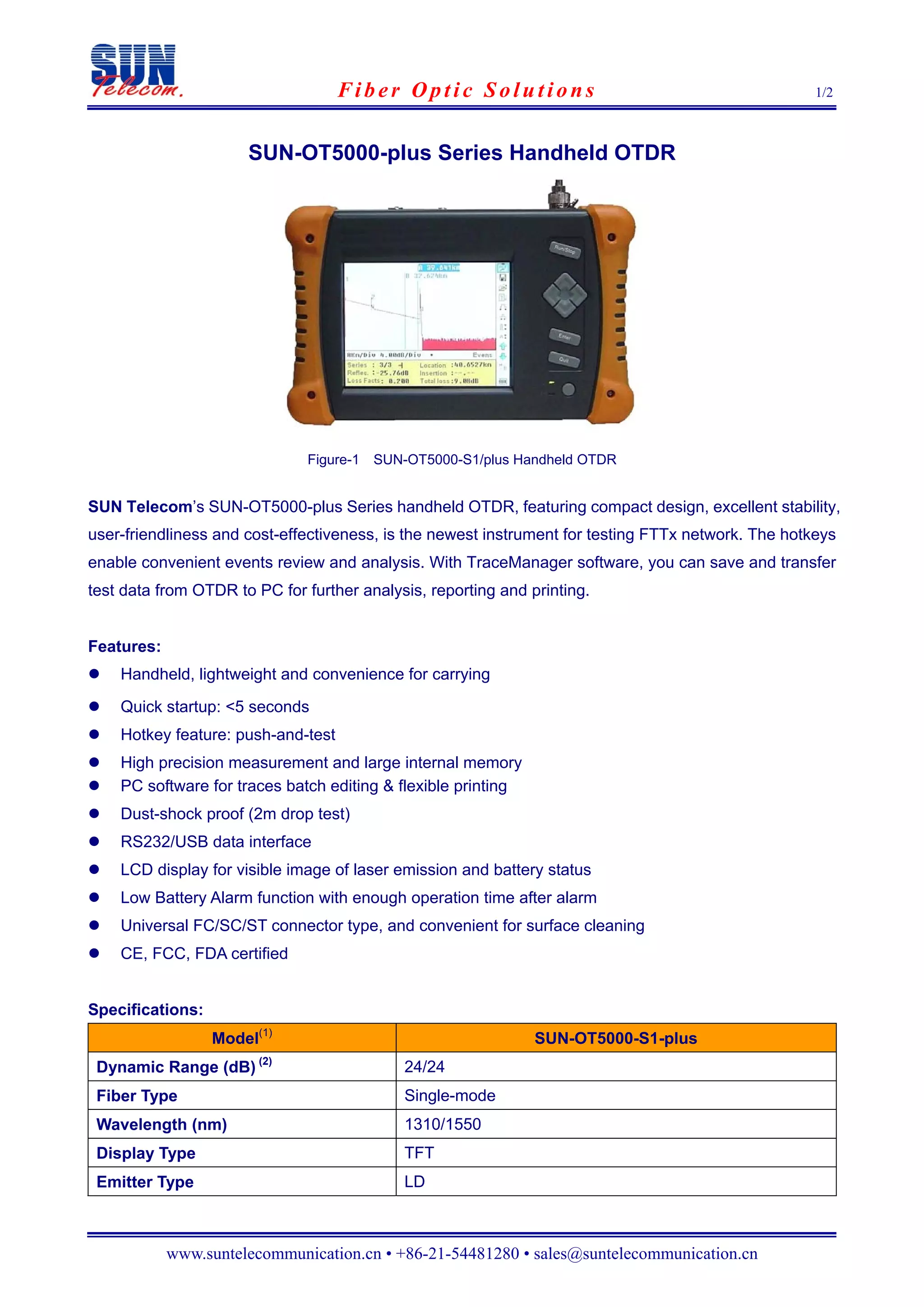 Sun Ot5000 Plus Otdr | PDF | Technology & Computing