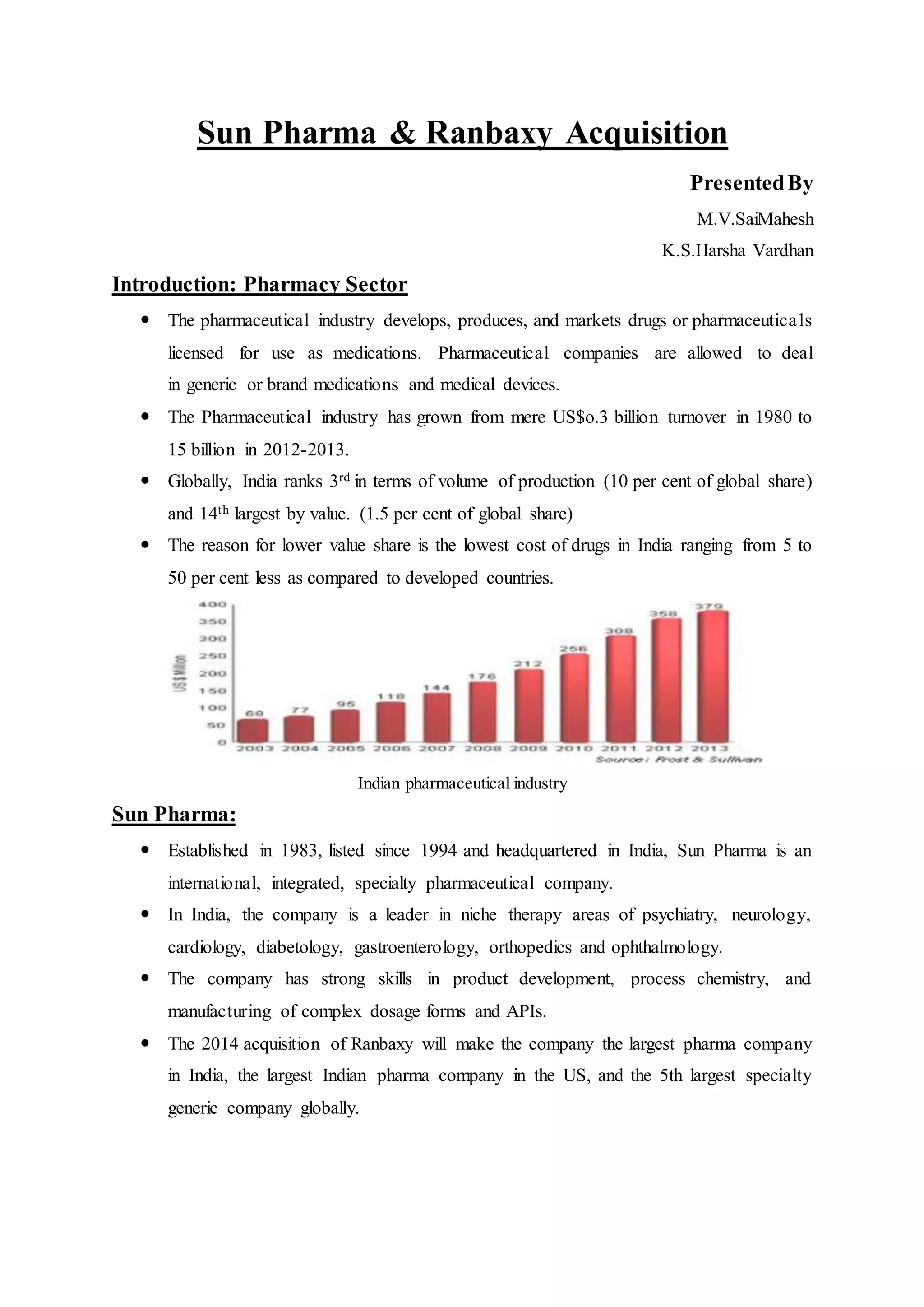 Sun pharma ranbaxy acquisition | DOCX