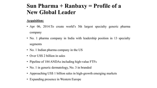 Sun pharma ranbaxy acquition | PPTX