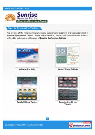 Sunrise Remedies Private Limited, Ahmedabad, Dysfunction Tablets | PDF