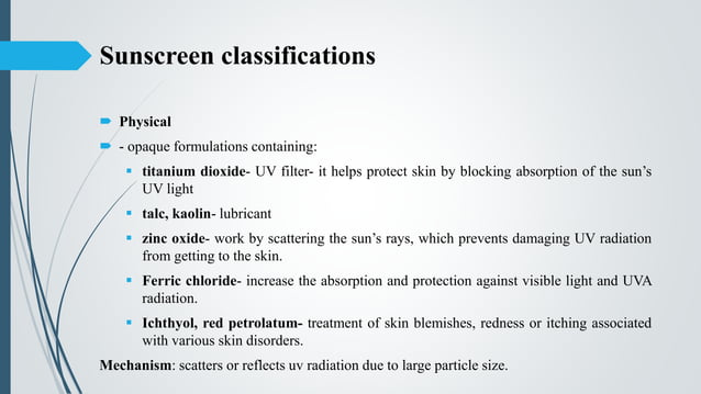 Sunscreen, Classifications, Sun Protection Factor(SPF), Regulatory aspects | PPTX | Skin Care ...