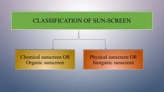sunscreen, classification and mechanism of action.pptx