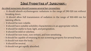 SUNSCREEN: Evaluation, Formulation, Types, Benifits | PDF
