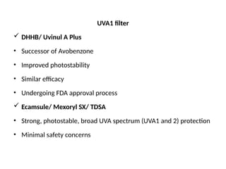 sunscreens types classification and method of apply | PPTX