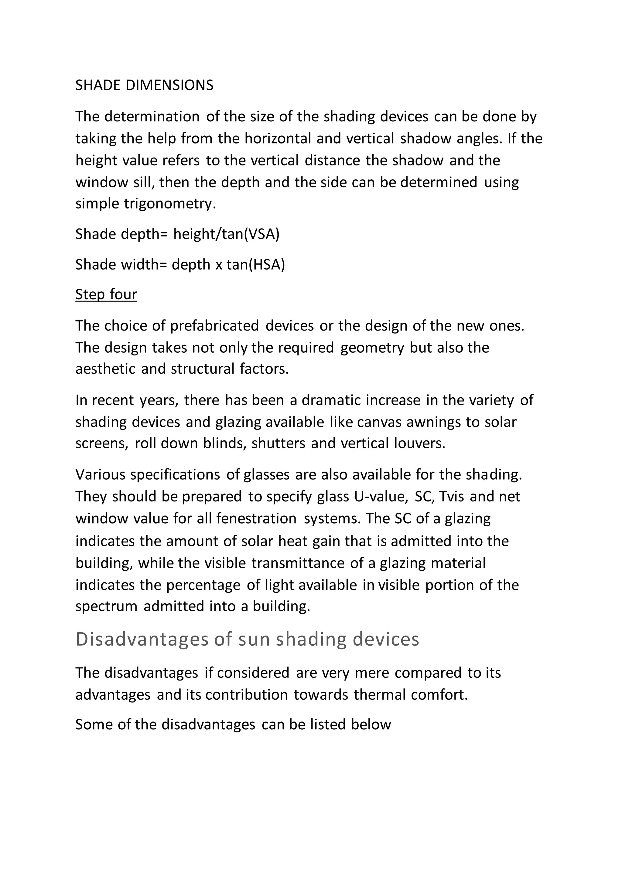 Sun shading devices- design and making | DOCX