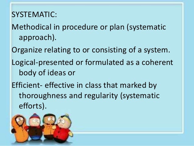 Systematic approach to Teaching