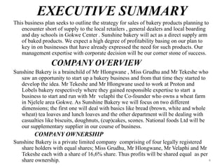 business proposal for sunshine bakery | PPTX
