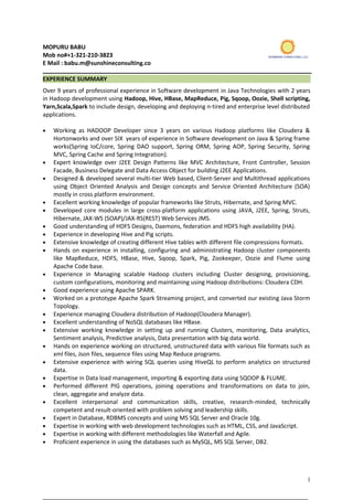 Sunshine consulting Mopuru Babu CV_Java_J2ee_Spring_Bigdata_Scala_Spark | PDF