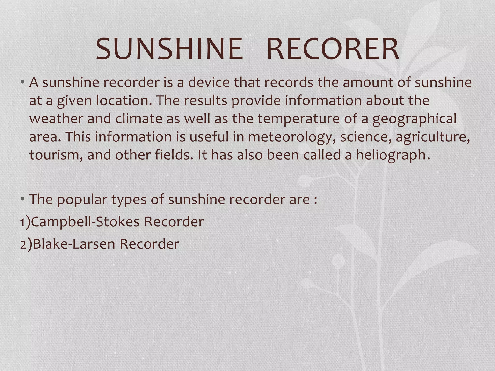 Sunshine recorder | PPTX