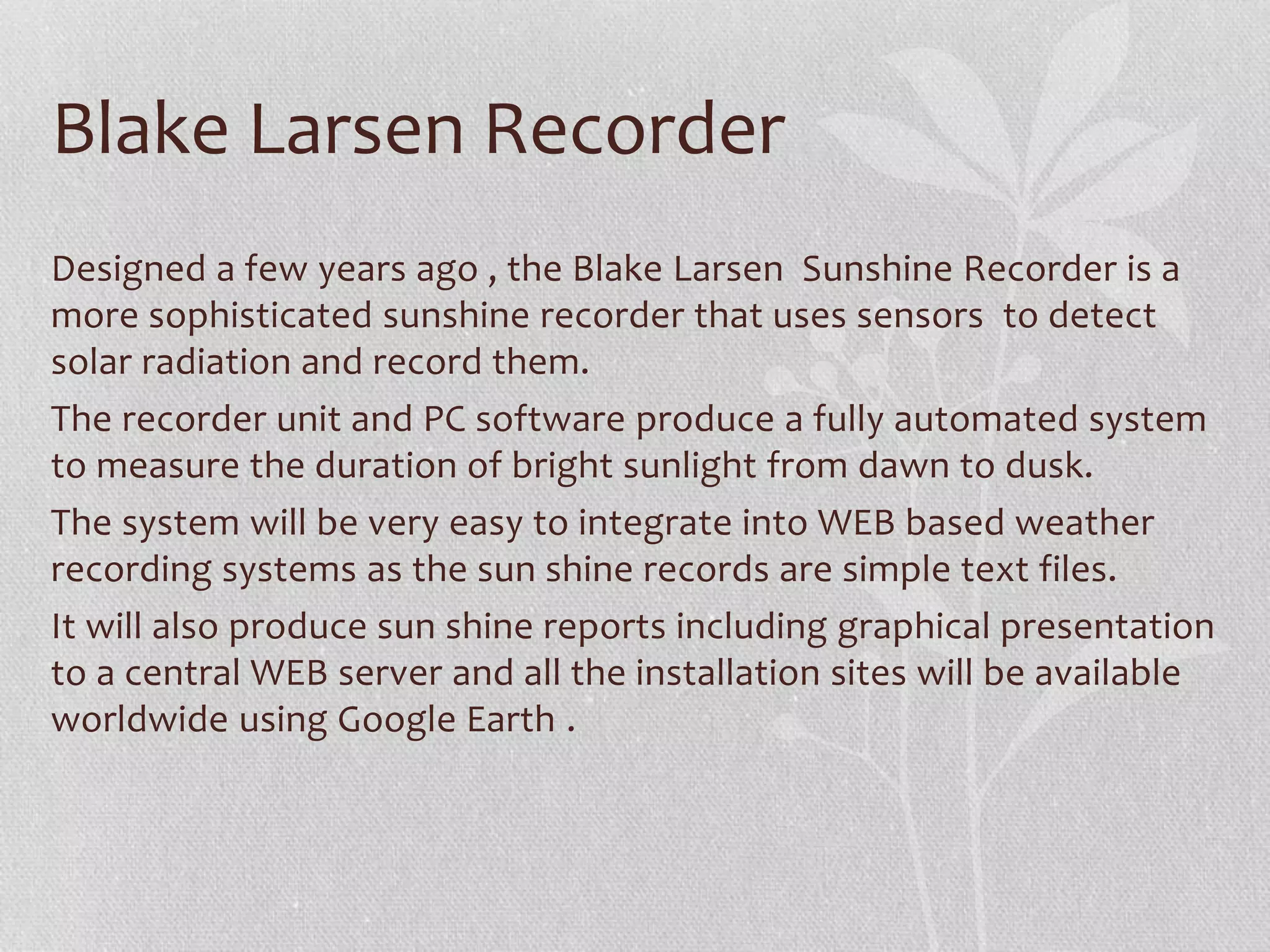 Sunshine recorder | PPTX