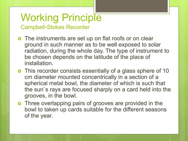 SUNSHINE RECORDER Meteorology (Agronomy).pptx | Geography | Science