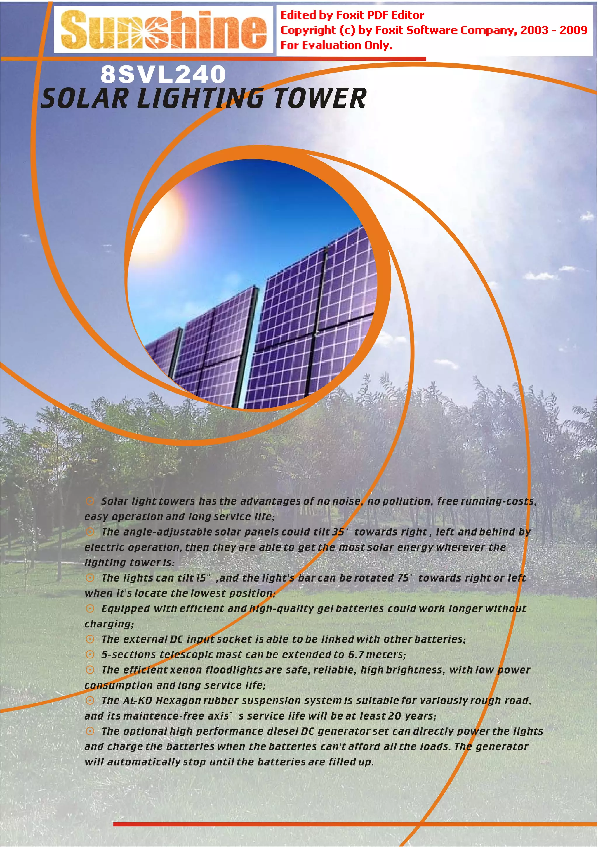 Sunshine solar lighting tower | PDF