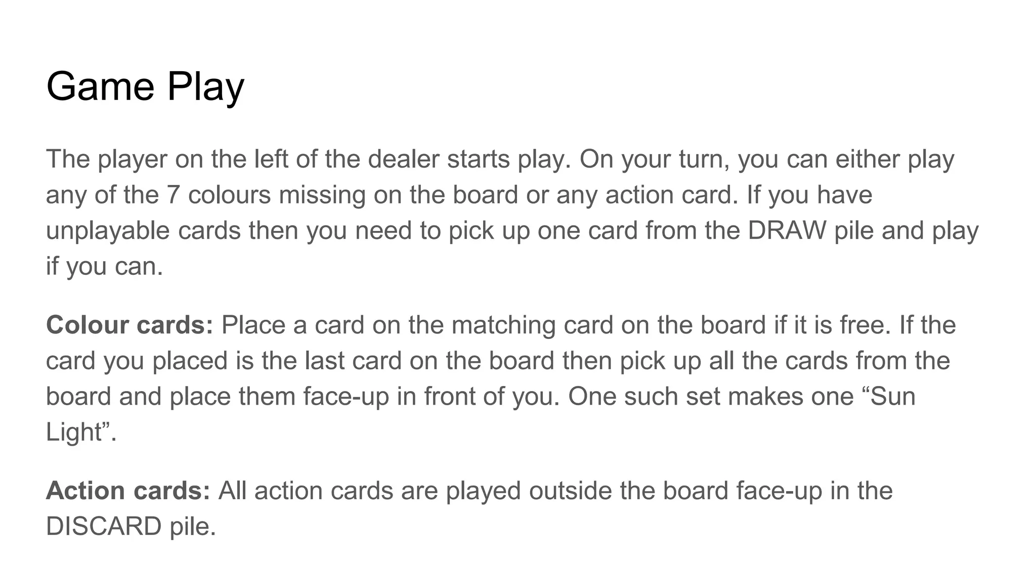 Sunshine the board game rules | PPT