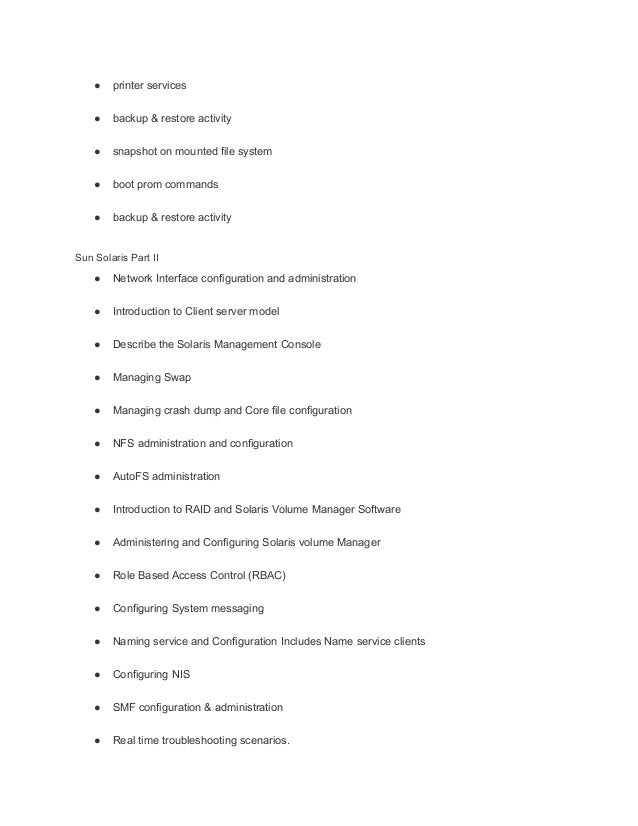 Sun Solaris Online Training Pdf