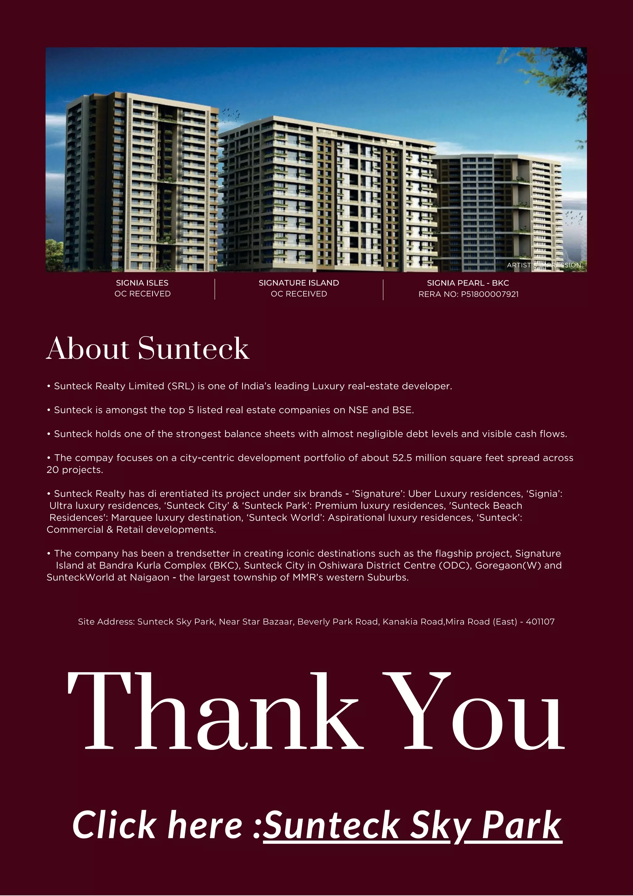 Sunteck Sky Park Brochure | PDF | Real Estate Industry | Industries