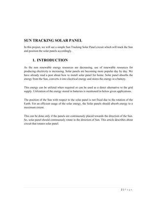 Sun trcking solar panel ekdm final report | PDF