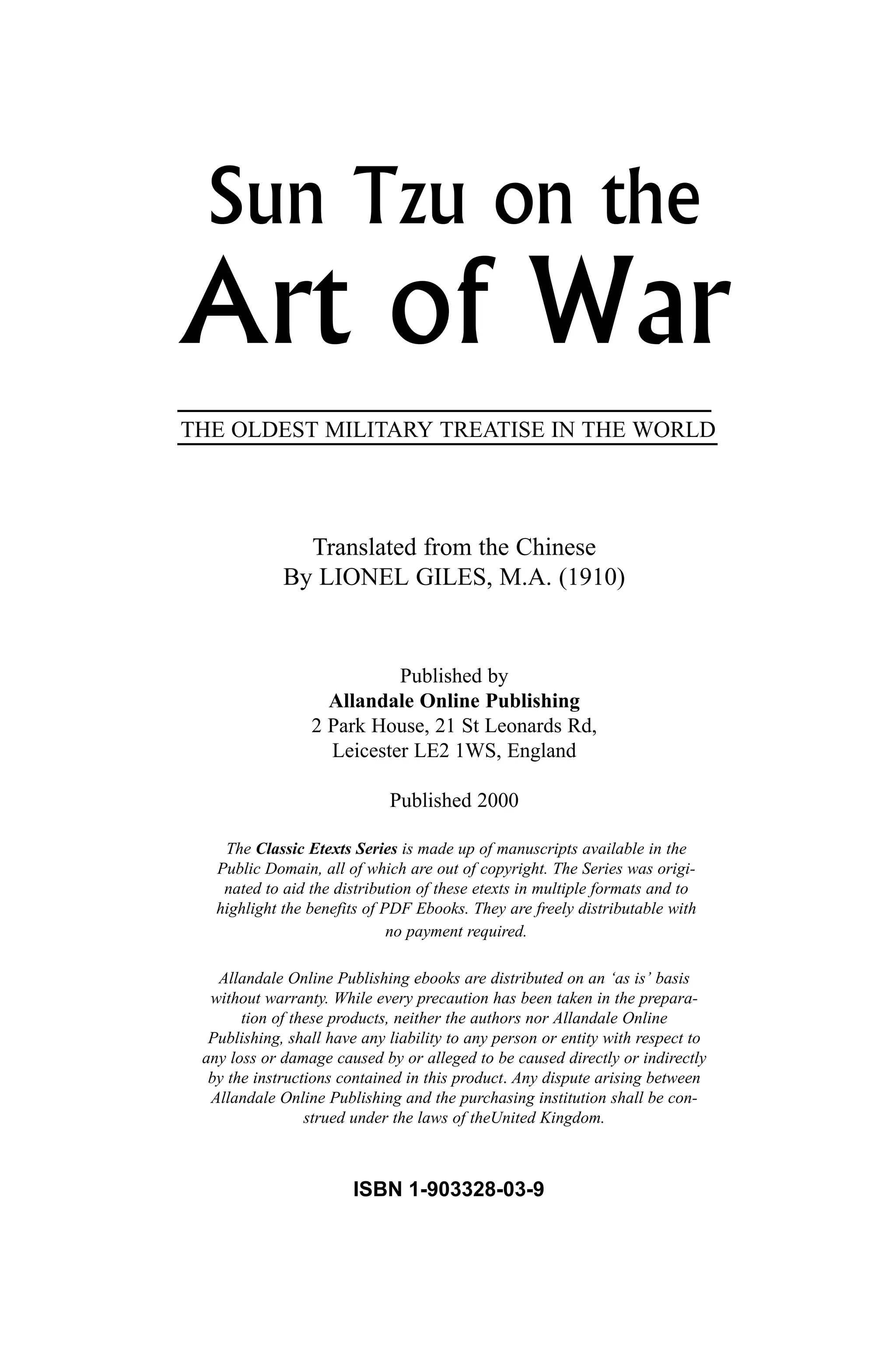 Sun Tzu Art Of War | PDF