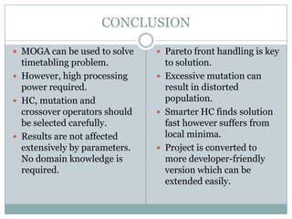 University Course Timetabling by using Multi Objective Genetic Algortihms | PPSX