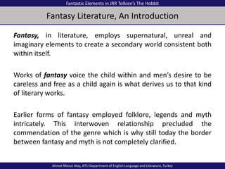 Fantastic Elements in J.R.R. Tolkien's The Hobbit | PPTX