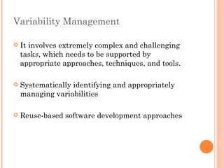 VARIABILITY MANAGEMENT IN SOFTWARE PRODUCT LINES | PDF