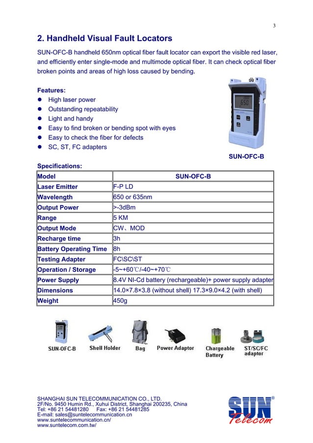 Sun Vfl250 Visual Fault Locator | PDF