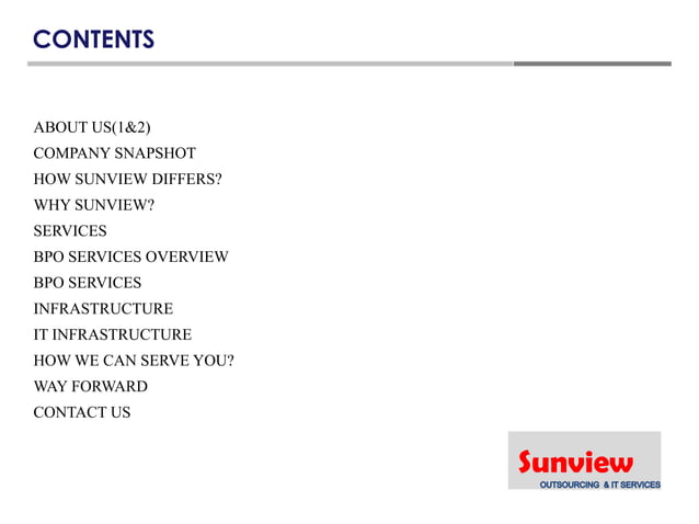 Sunview Infotech Solution Pvt Ltd.Company Profile | PPT