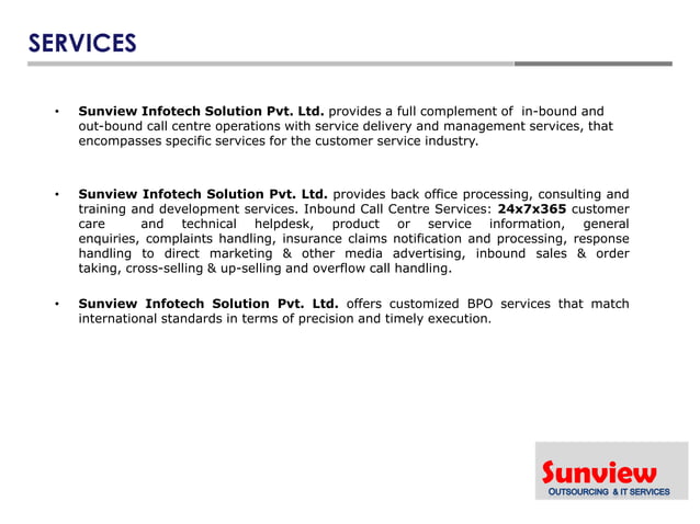 Sunview Infotech Solution Pvt Ltd.Company Profile | PPT | Free Download