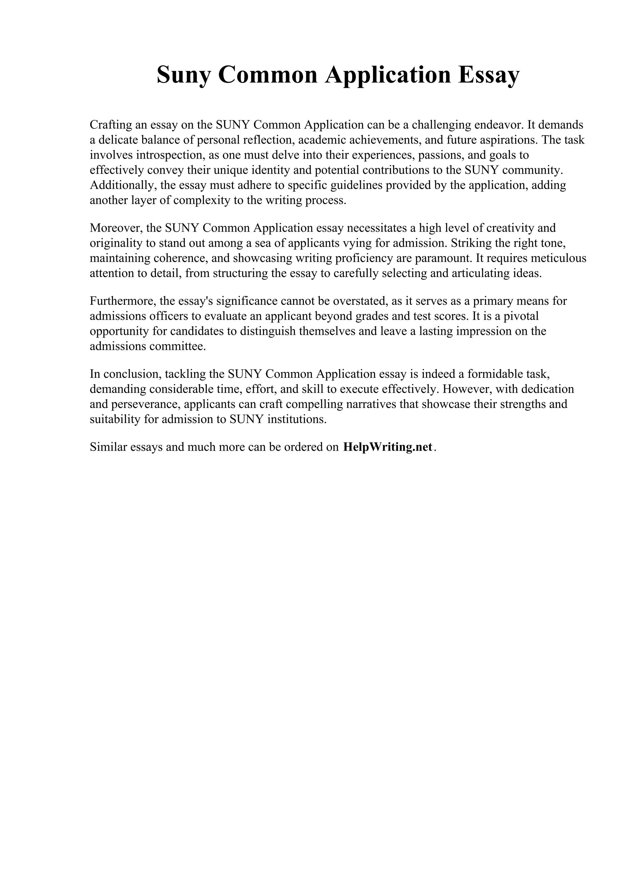 Suny Common Application Essay | PDF