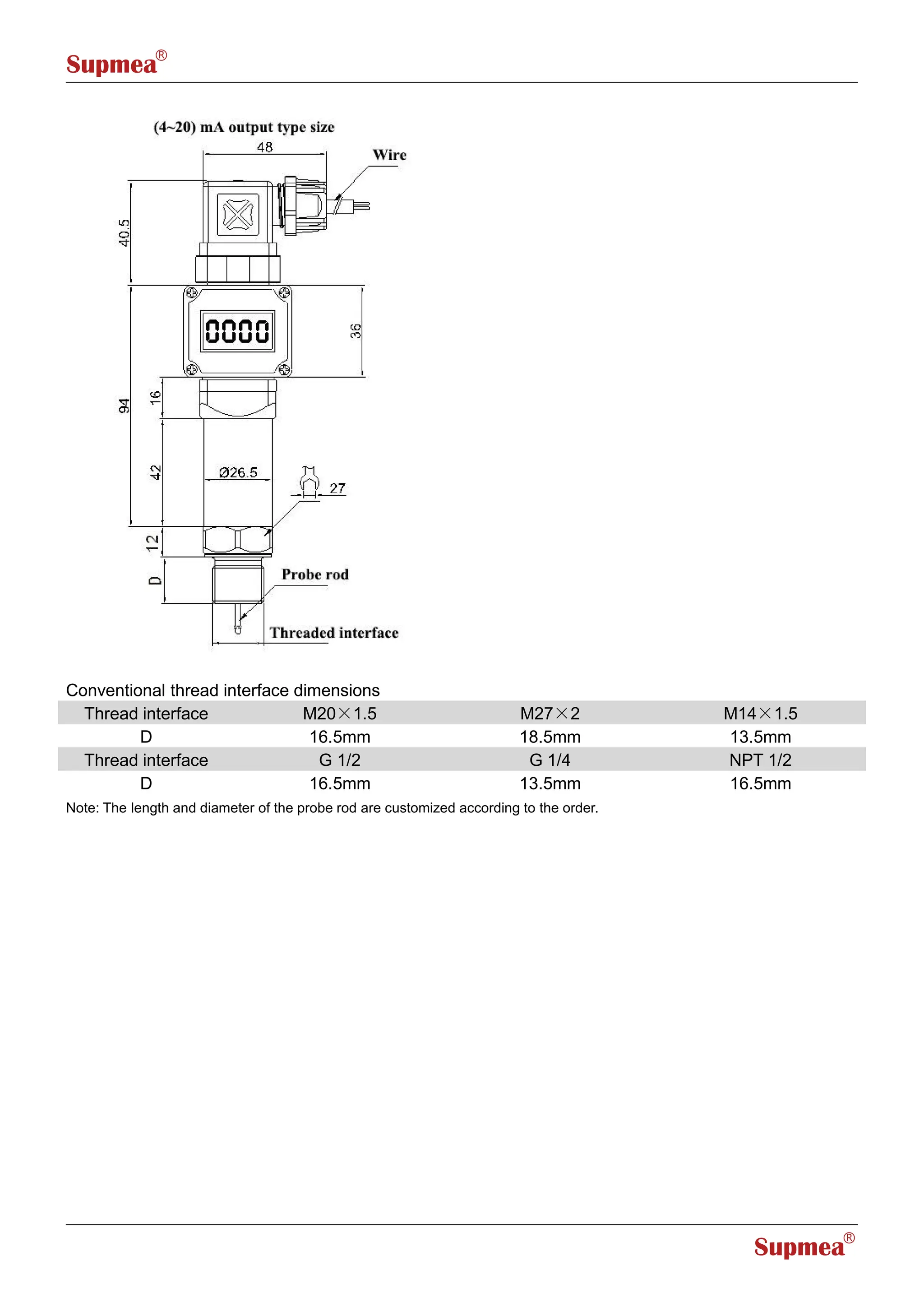 Data sheet Temperature transmitter SUP-P202 Datasheet | PDF