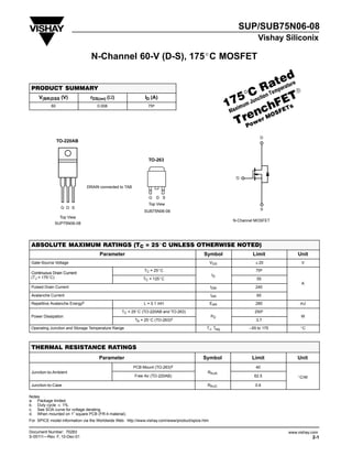 Original N-CHANNEL MOSFET SUP75N06 75N06 75A 60V TO-220 New Vishay ...